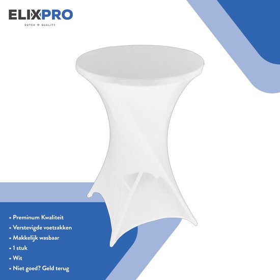 ElixPro - Premium statafelrok wit 1x - ∅80 x 110 cm - Tafelrok- Statafelhoes -... | bol.com
