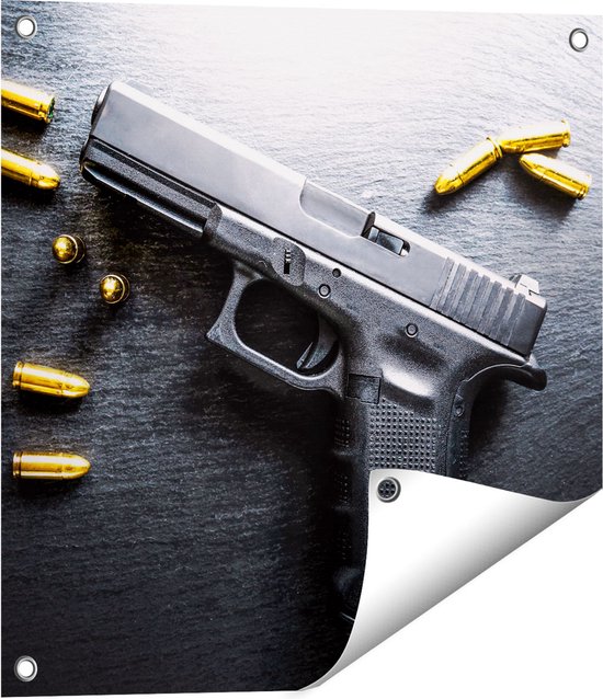 Gards Tuinposter Pistool met Kogels op Tafel - 50x50 cm - Tuindoek ...
