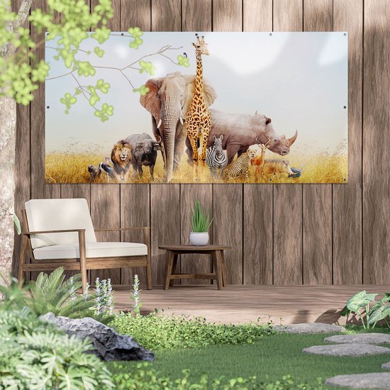 Gards Tuinposter Afrikaanse Dieren op het Gras - Afrika - 200x100 cm ...