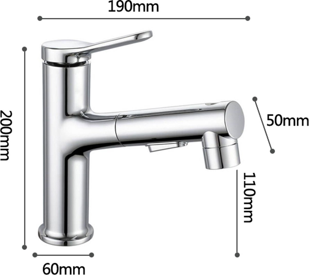 Keukenkraan met uittrekbare sproeikop-met extra fontein aan de bovenkant -Chroom | bol.com