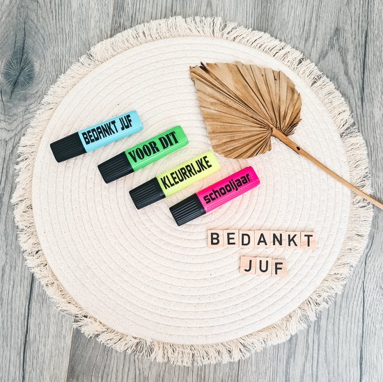 Markeerstiften - 4 stuks - Bedankt juf - Einde schooljaar | bol