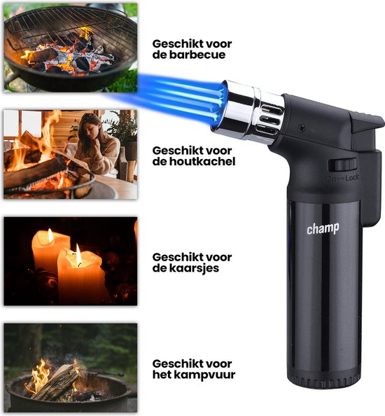 Champ® Quattro Hervulbare Aansteker - Vuurwerk Aansteker - Gasbrander ...