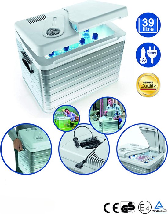 Koelbox - AC/DC Draagbare Thermo Elektrische Aluminium Koelbox - 39 liter - 12 V en... | bol.com