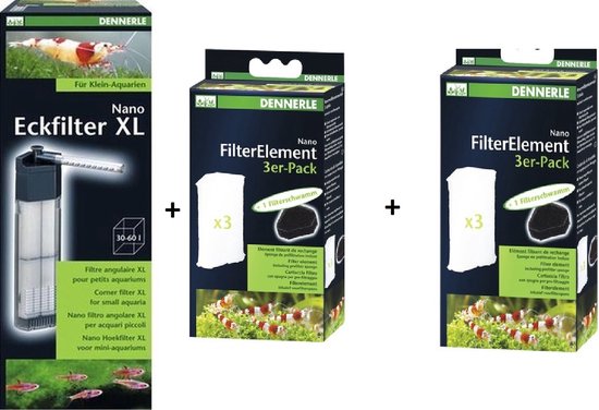 Dennerle - Nano-hoekfilter XL + Dennerle - Nano - FilterElement - 3er ...