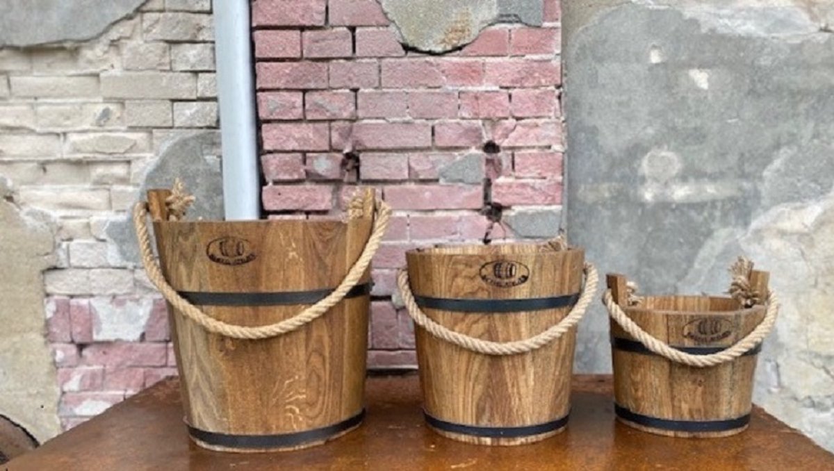 Eiken houten Emmer "Dark oil" met Touw / 10 liter / Ice Bucket / Sauna ...