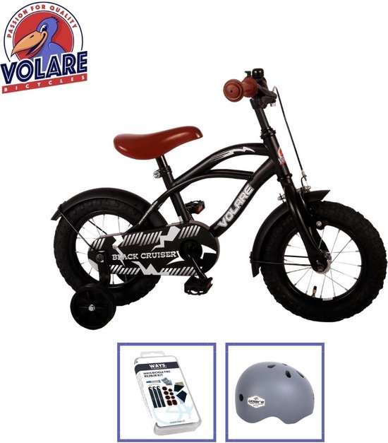 Volare Kinderfiets Black Cruiser - 12 inch - Zwart - Inclusief ...