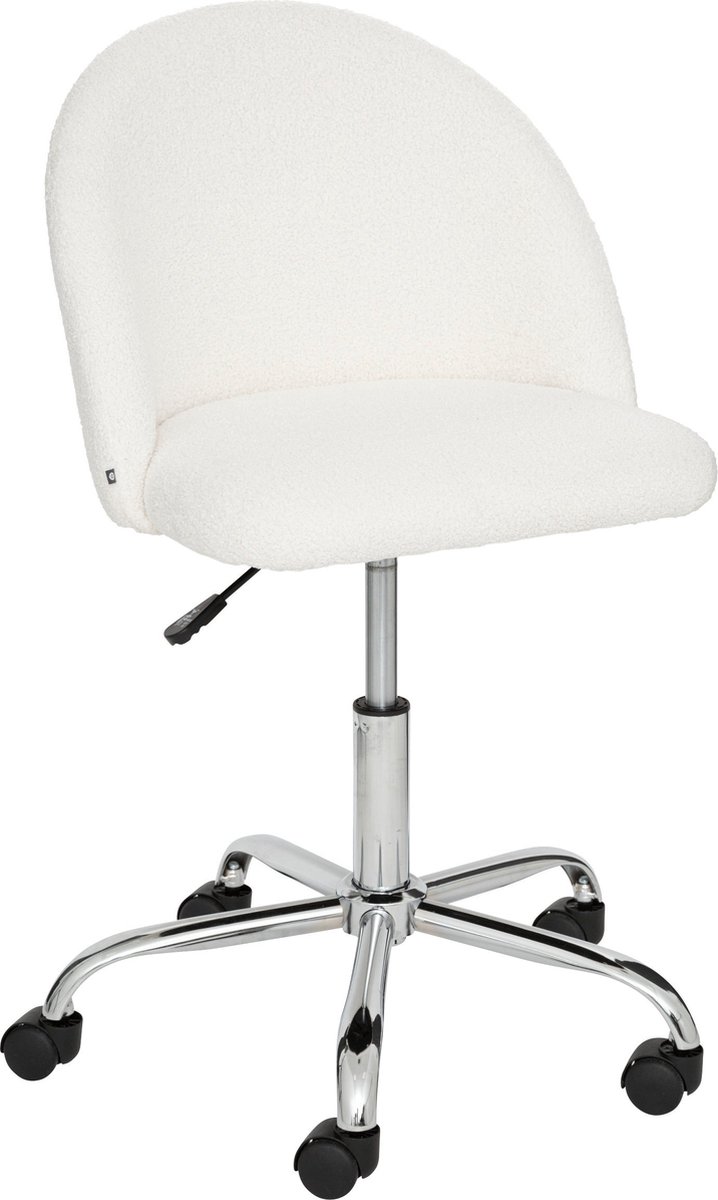 Atmosphera Geos bureaustoel Teddy wit - Verstelbaar - Metalen poten ...