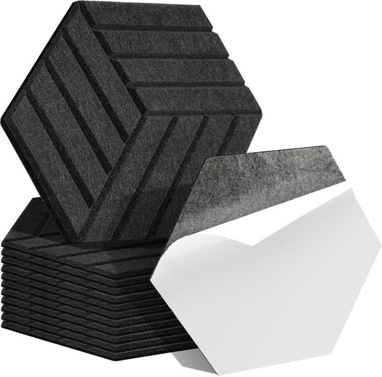 12 stuks Akoestische panelen Hexagon streepje Wandpanelen ...