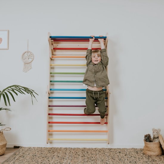 Pikler Driehoek Klimrek met Zweedse Muur-uitbreiding (6m–7 jaar ...