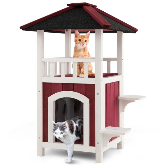 Kattenhuis - Voor buiten - Hok - Kooi - Bench - Ren - 2 verdiepingen ...