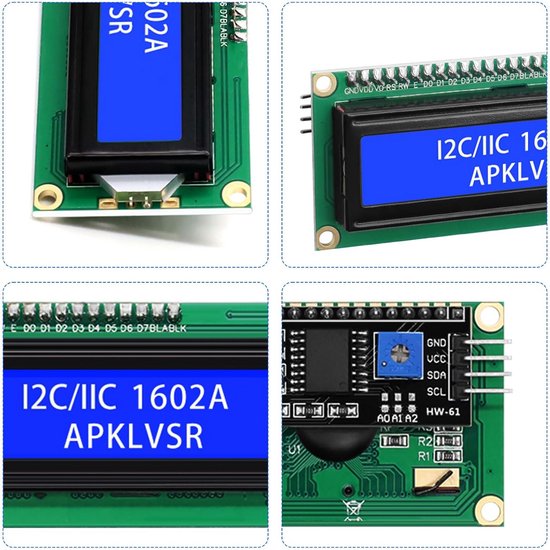 16x2 LCD Display Module met I2C Interface voor Arduino en Raspberry Pi - Blauwe... | bol