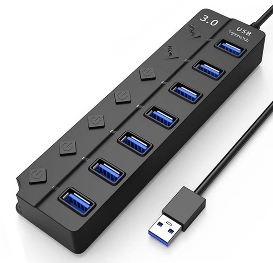 YOZHIQU 7-poorts USB 3.0-hub - USB-multiportadapter - USB-hub/splitter ...