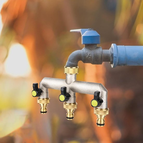 3 way water distributor - 3/4 inch hose faucet adapter - brass ...