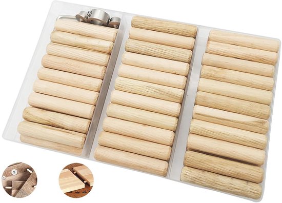 Cosensi - Houten deuvelset 10 mm - 63 stuks houten deuvelpennen ...
