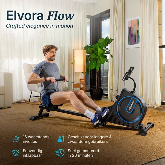 Flowsense Roeimachine Roeitrainer - Inklapbaar roeiapparaat - 16 ...