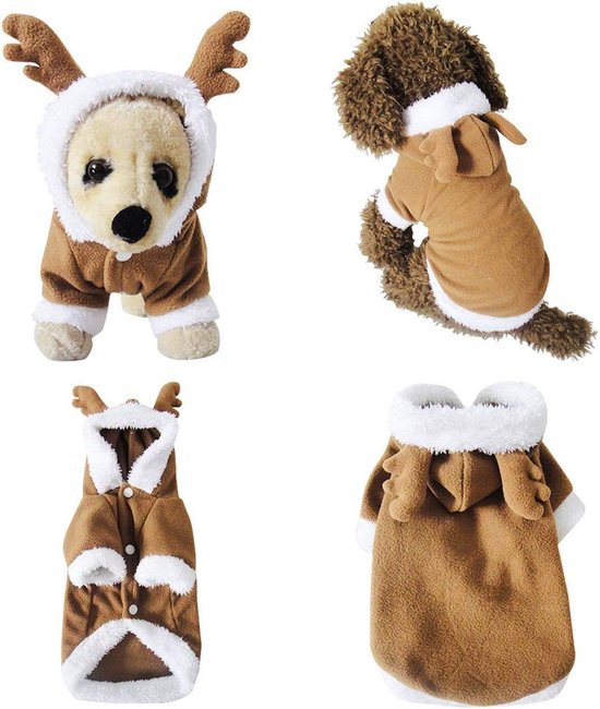 Kerstkostuum Hond en Kat Rendier of Eland, Warme Fleece Trui voor ...