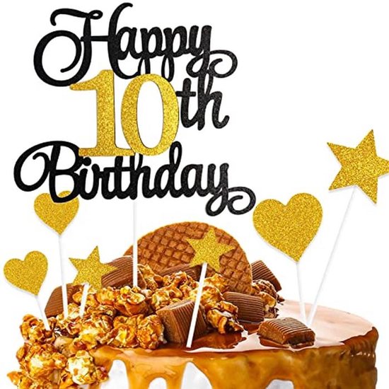 Gepersonaliseerde 10e Verjaardagstaart Decoratie | Glitter Cake Toppers ...