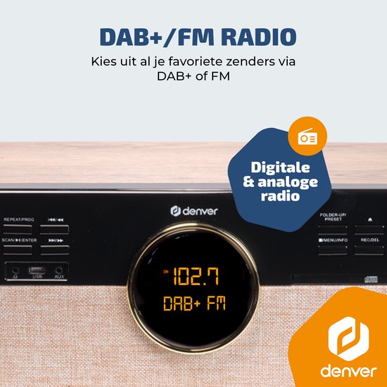 Denver Retro Platenspeler - DAB+/FM Radio - CD - Cassette - Bluetooth ...