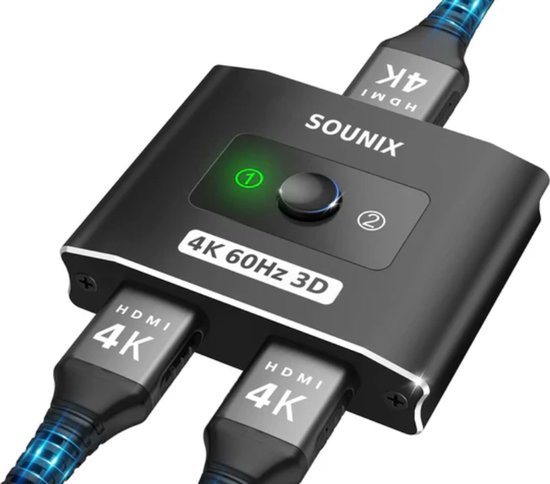 Sounix Bi-Directional HDMI Switch - HDMI Splitter - 4k@60Hz - HDMI ...