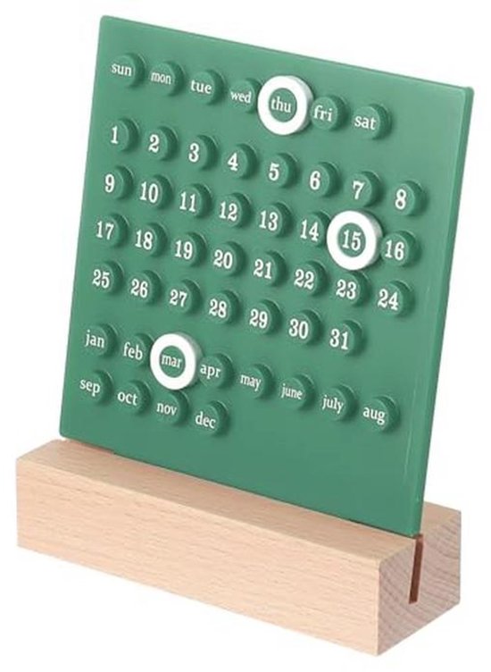 Houten eeuwigdurende kalender voor bureau - desktop acryl standaard met ...
