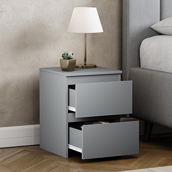 Nachtkastje met 2 lades (grijs) 29,5D x 29,5B x 40H centimeter | bol