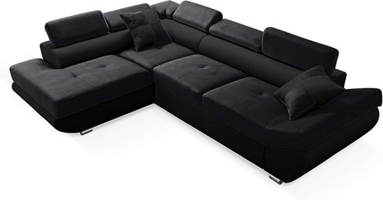 Hoekbank met slaapfunctie en bedlinnenlade - L-vormige vrijstaande ...