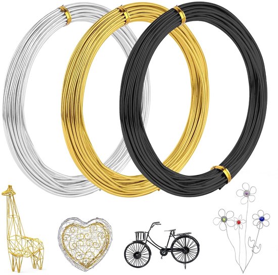 Aluminium Knutseldraad Set - 3 Stuks, 2 mm x 10 m - Flexibele Draad ...