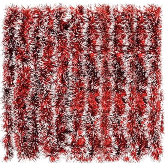 Kerstslinger 10 m – Rood metallic – Glinsterend – Dikke winterdecoratie ...