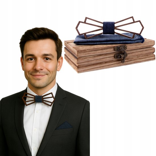 Houten Vlinderdas & Pochet Set - Stijlvol Cadeau voor Mannen | bol
