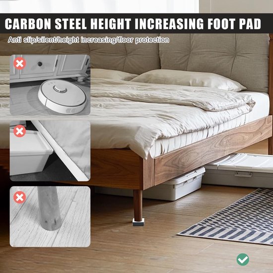 6 Pack Bed Risers 7 Inch Heavy Duty Oversized Bed Meubelliften 1.500 ...