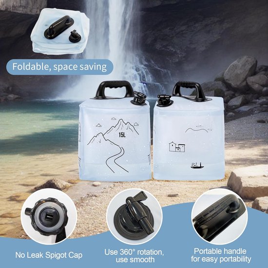 Opvouwbare Watercontainer 13L/15L met Kraan - BPA-vrij - Lichtgewicht ...