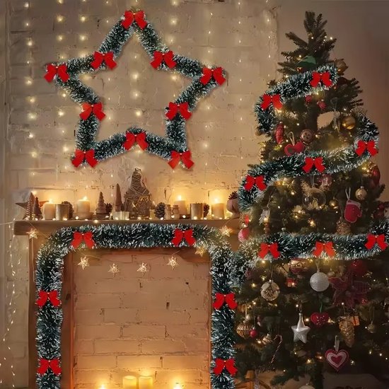Zandarix Metallic Twist Kerstslinger 2m – Kunstkerstslinger met Warm ...