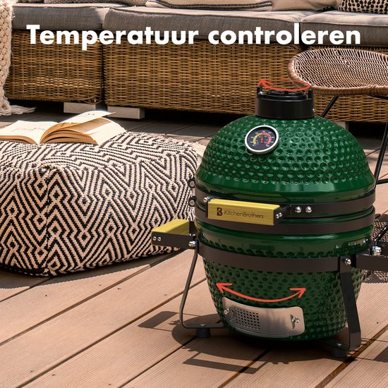 KitchenBrothers Kamado BBQ - 13 Inch Houtskool Barbecue - 27⌀ cm - PFAS ...