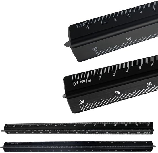 Architectural Ruler, 2 Pieces, Aluminium Measuring Ruler, Metric Scales ...