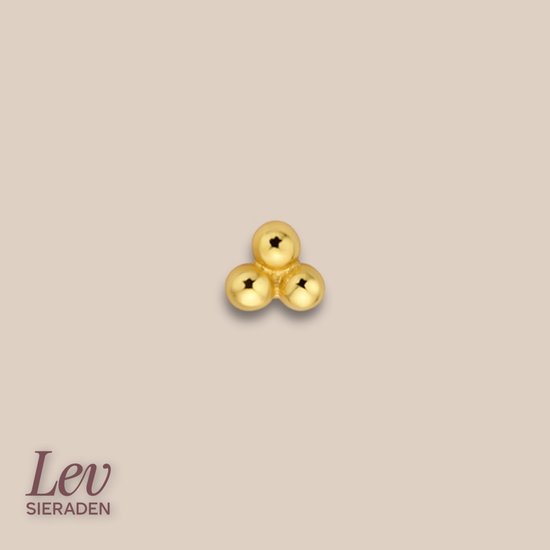 Lev Sieraden - Titanium Pushpin labret 1.2mm - 6 mm met 3 balletjes ...