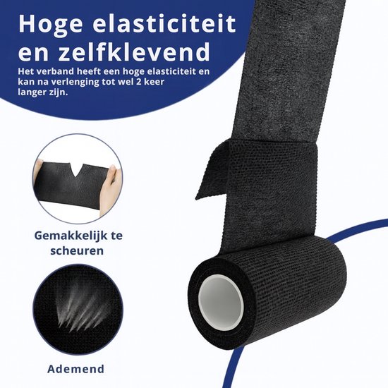 Alpha Gear - Zelfklevend verband - Zwart - 3 STUKS - Elastisch - 2 ...