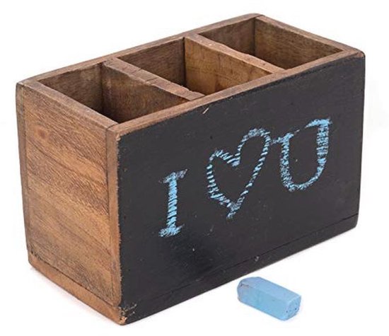 PENS HOLDER with writable sign | Swietenia mahogany wood, 18x12x10cm ...