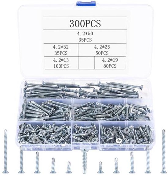 300 Zelftappende Schroeven Set - Roestvrij Staal M4.2 - Zelfborende ...
