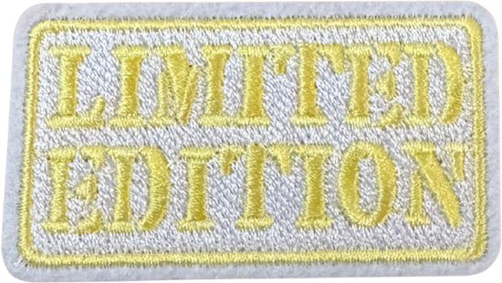 Strijkembleem/applicatie, 'limited edition" wit/geel | bol