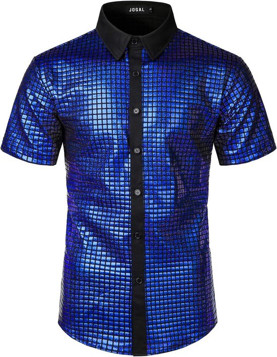 Glitter Pailletten Overhemd Heren - Disco Party Shirt Jaren '70 Kostuum ...
