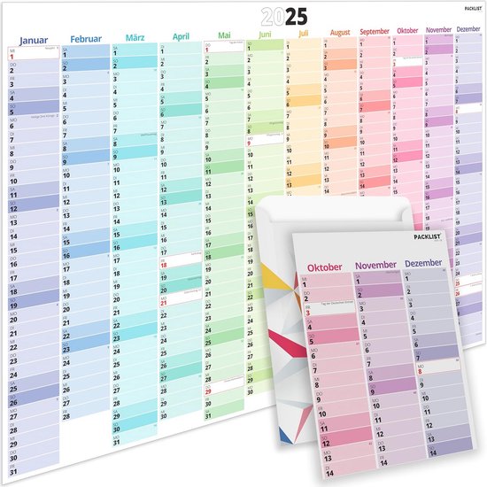 Groot Jaarlijkse Wandkalender 2025 - Jaarplanner in Posters formaat DIN ...