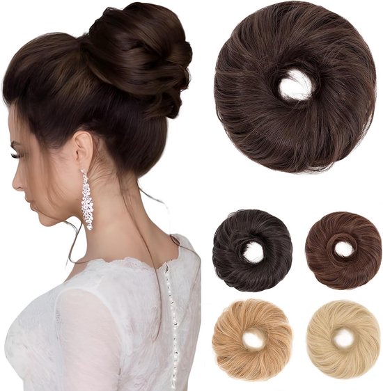 Losse Haar Knoot (Messy Bun) met Elastiek - Synthetisch Opsteekkapsel ...