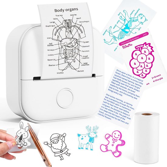 Draagbare Mini Printer met Bluetooth voor Stickers, Foto's en Notities ...