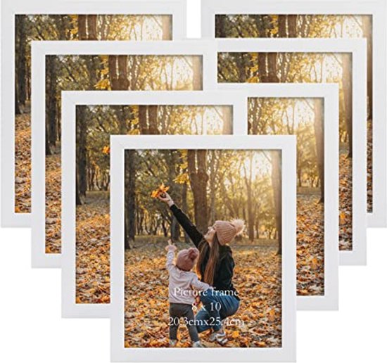 Set van 7 fotolijsten 20 x 25 cm met witte houtnerflijst en echt glas ...