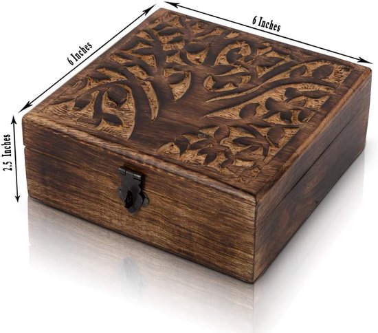 Handgemaakte Houten Sieradendoos met Tree of Life Motief en Slot | bol