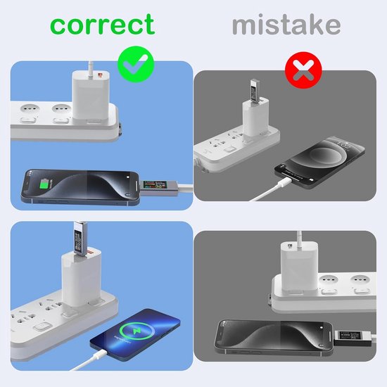 2-in-1 USB Meter met Type C-Adapter - Stroom- en Vermogensmeter voor ...