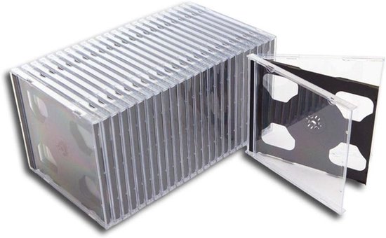Lege CD box smal voor 2 CD's - 25 stuks, glashelder en zwart | bol