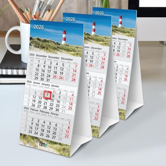 3-Maand Bureaubladkalender 2026 Klein Staand met Schuifregelaar ...