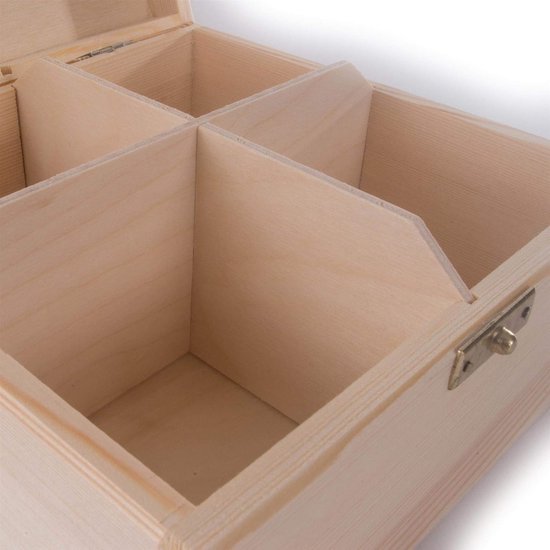 Houten Box met 4 Vakken en Sluiting voor Opslag en Organisatie | bol