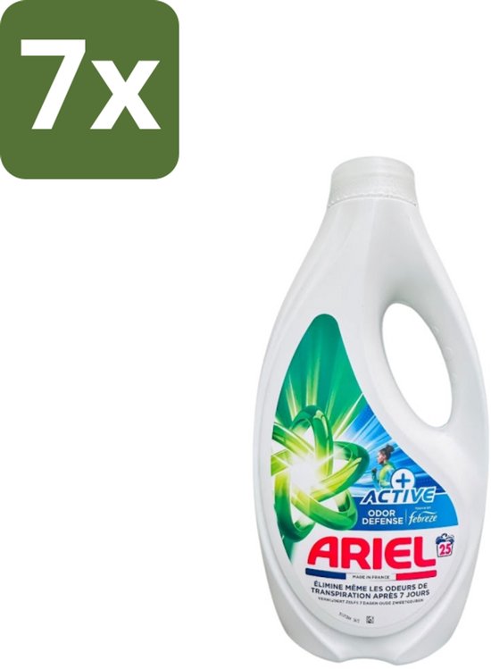 7 x Ariel – Vloeibaar Wasmiddel – Active Odor Defense – 1125 ml – 25 ...